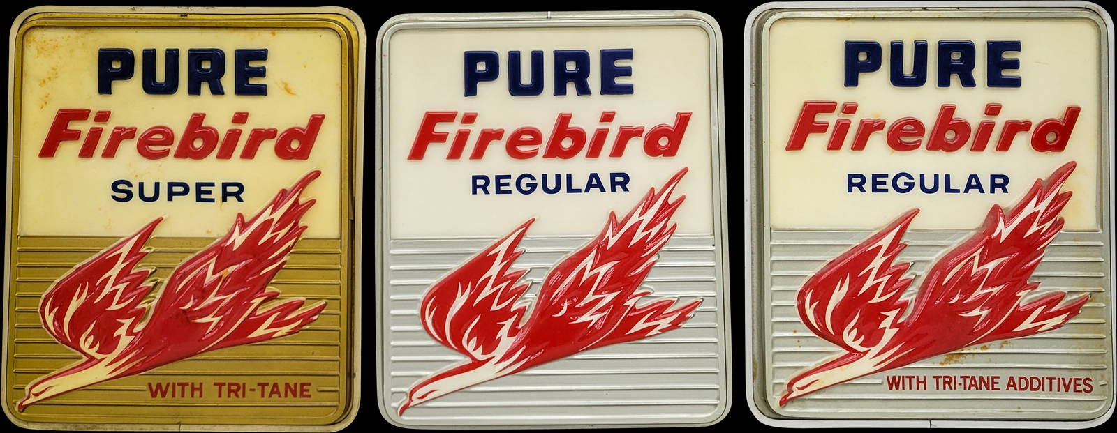 Lot Of 3 Pure Firebird Embossed Pump Plate Signs Tac Auction
