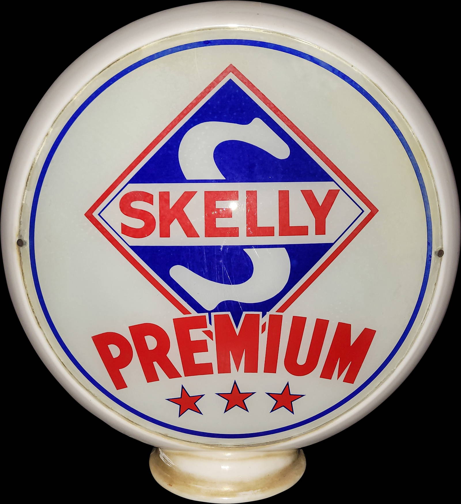Skelly Premium Gasoline 13.5" Complete Gas Pump Globe W/ Milk Glass ...