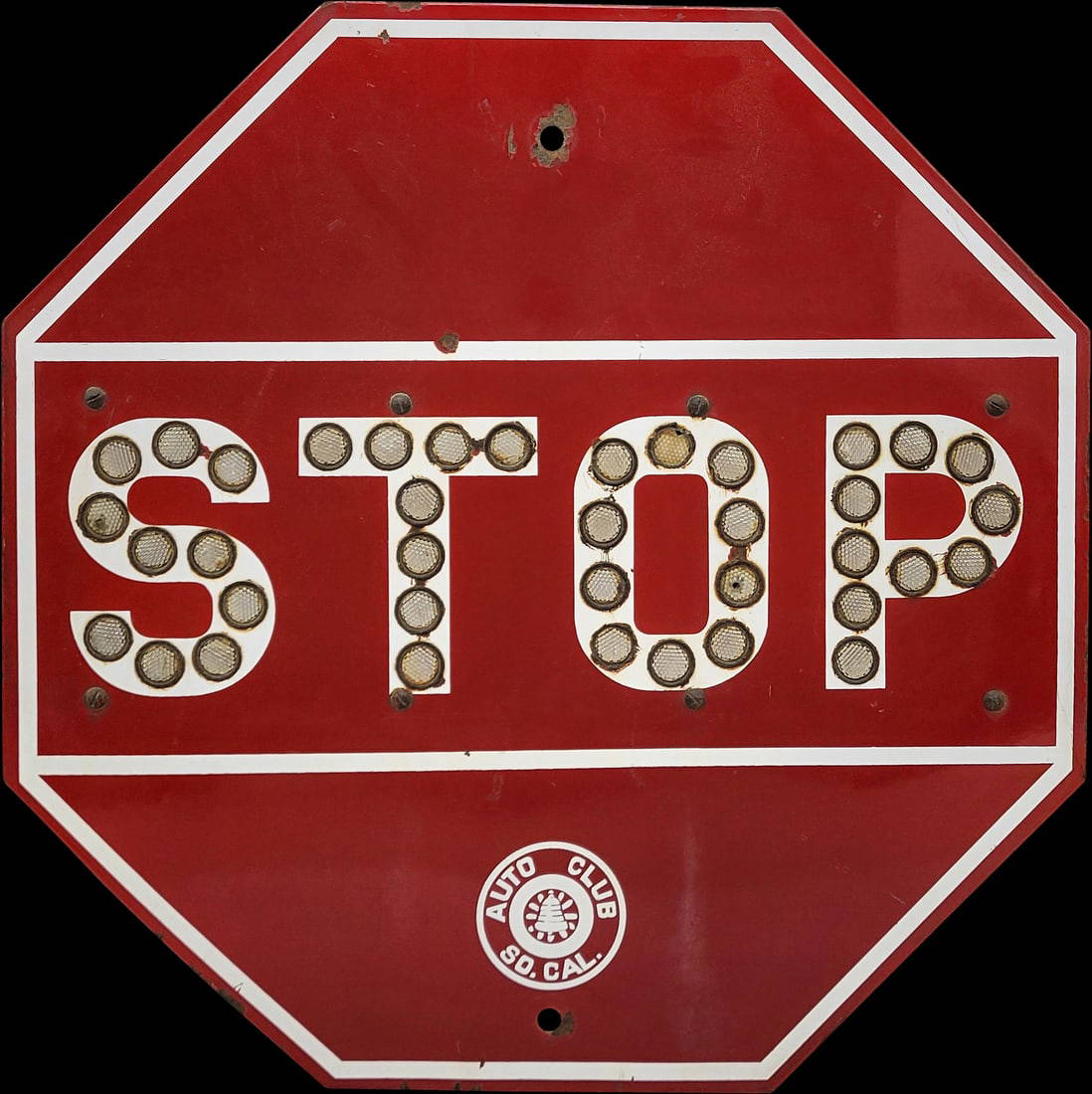 Southern California Auto Club Jeweled Cat Eye Porcelain Stop Sign Auction