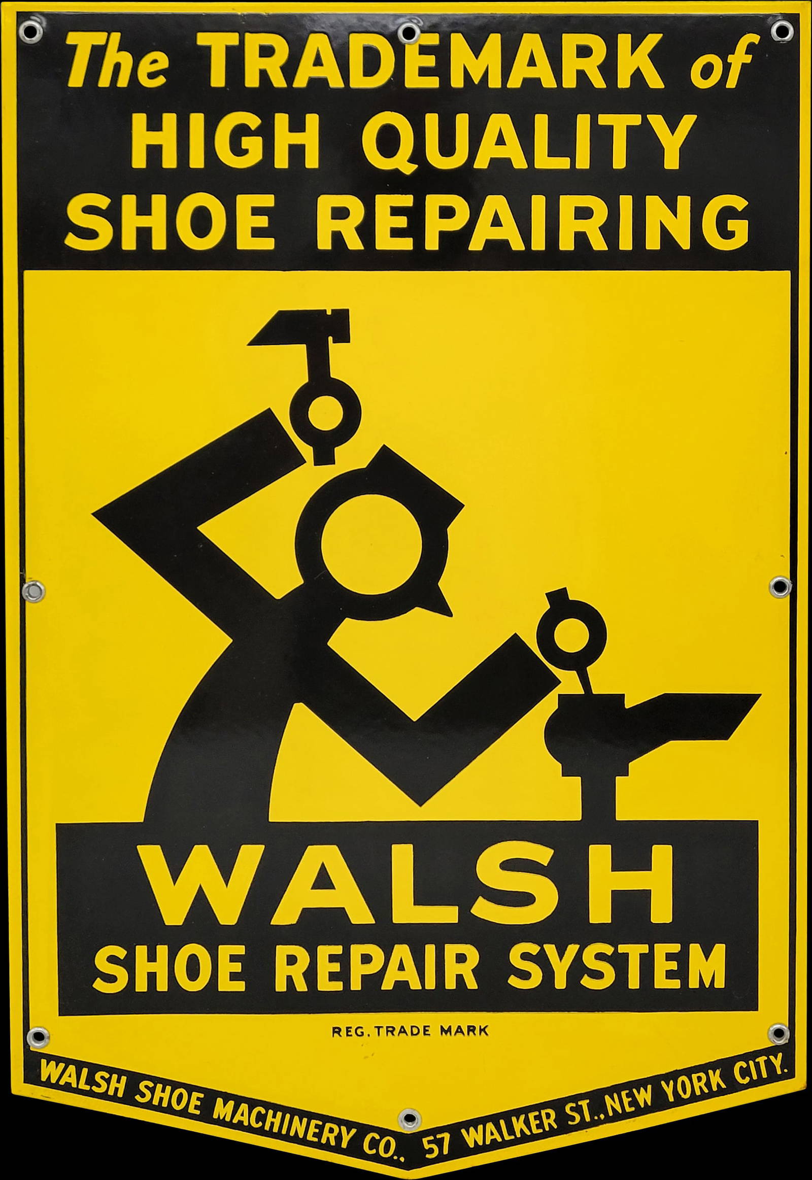Walsh Shoe Repair System Single Sided Porcelain Sign Auction