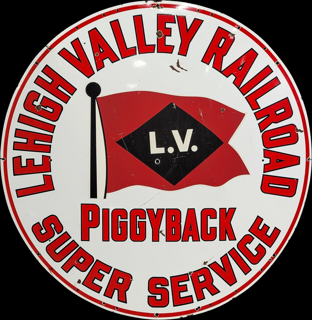Lehigh Valley Railroad Piggyback Super Service Single Sided Porcelain ...
