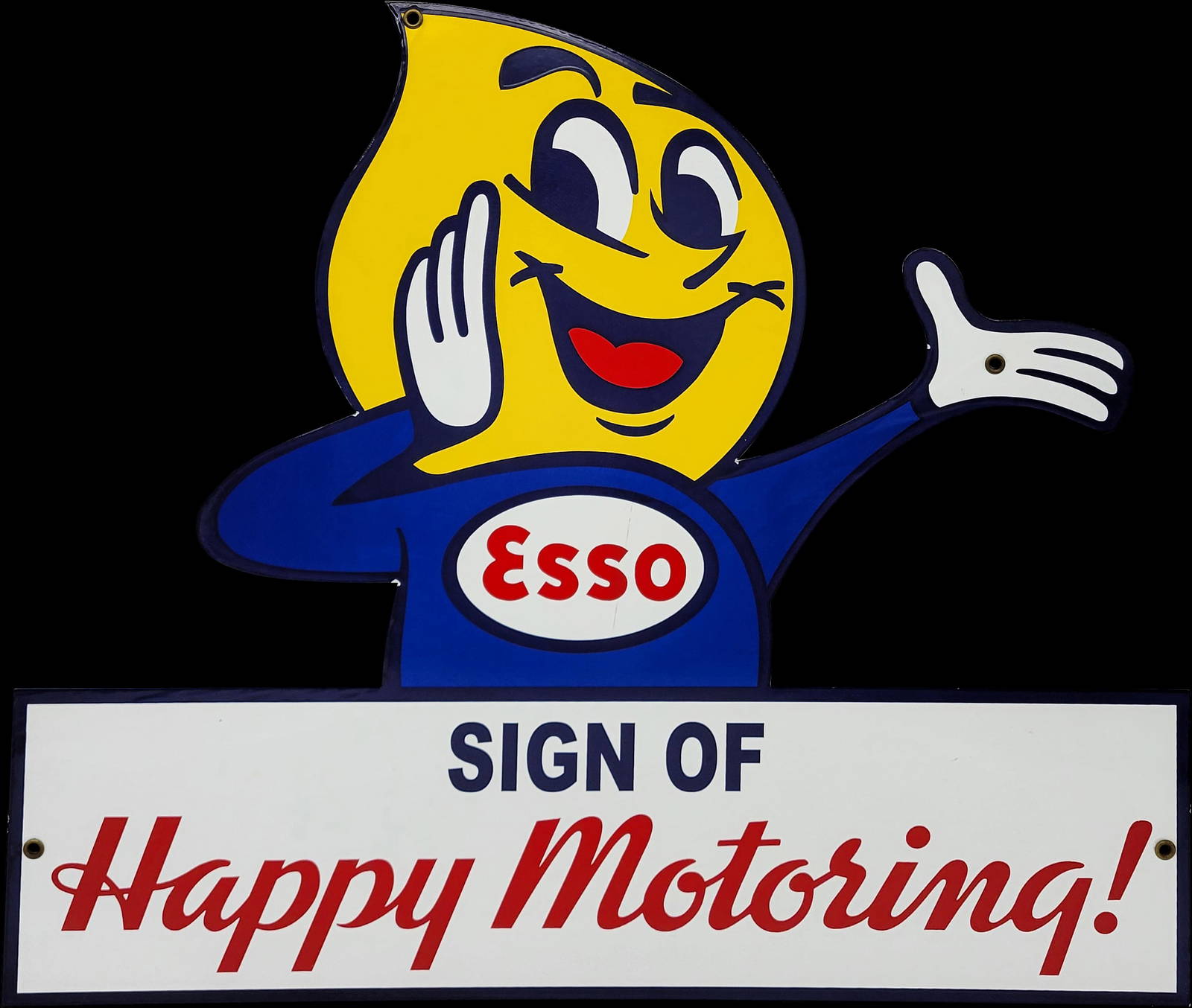 Esso Sign Of Happy Motoring Single Sided Porcelain Contemporary Sign ...