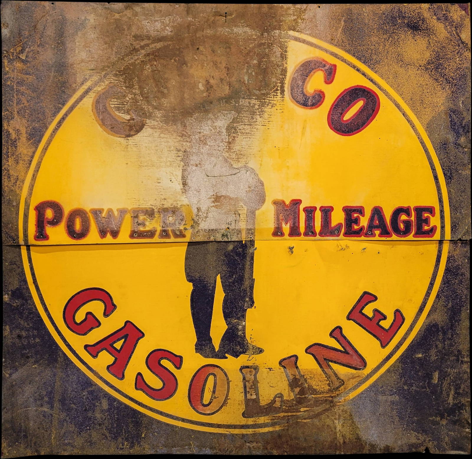 Conoco Gasoline Power Mileage 2 Piece Sign Auction