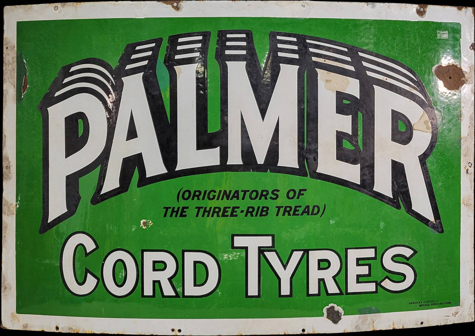 Palmer Cord Tyres Single Sided Porcelain Sign Auction