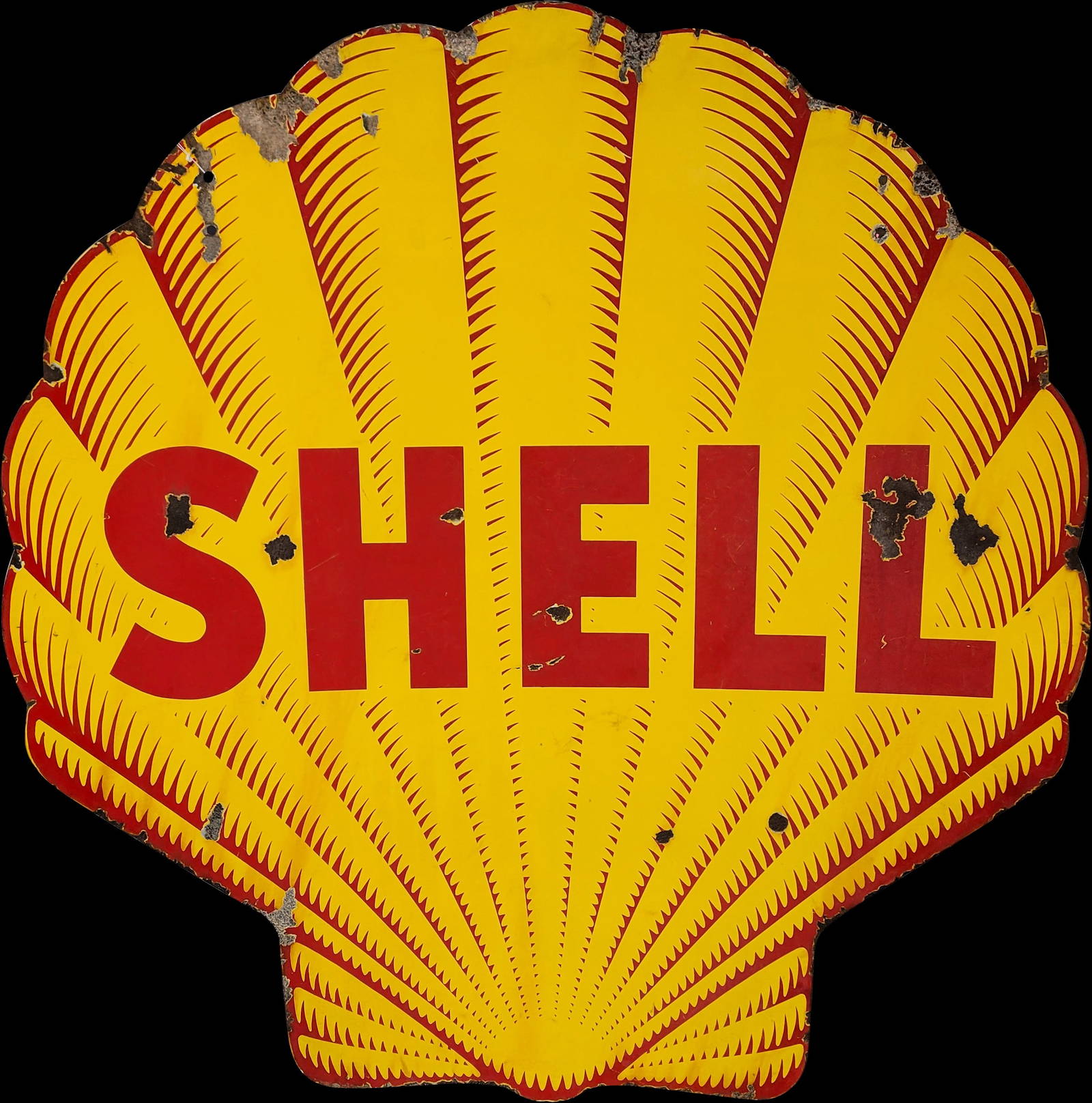 Shell Gasoline Double Sided Porcelain Clam Shell Sign Auction