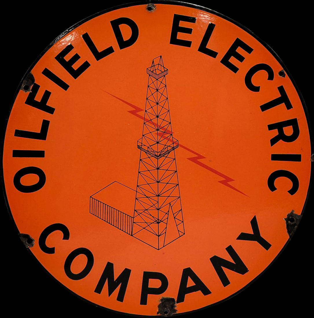 Oilfield Electric Company Single Sided Porcelain Sign Auction