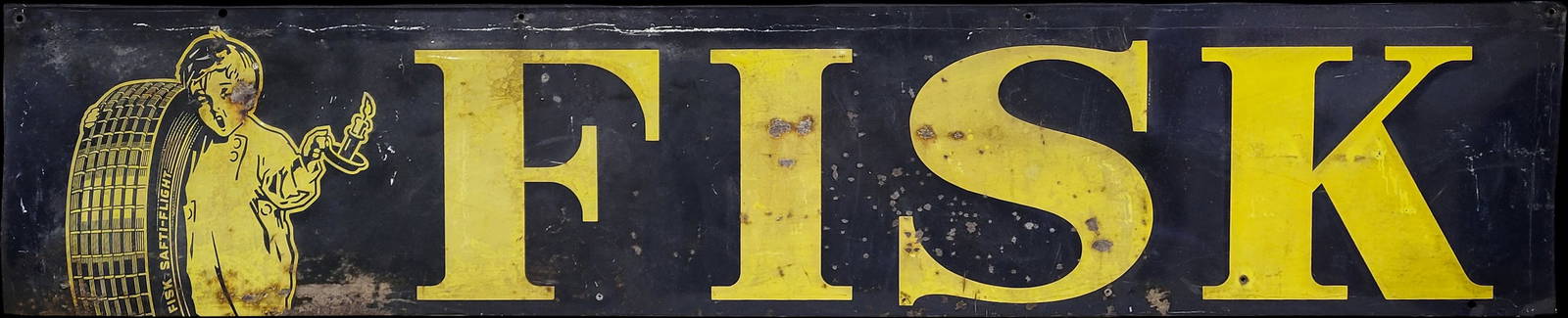 Fisk Single Sided Tin Embossed Sign Auction