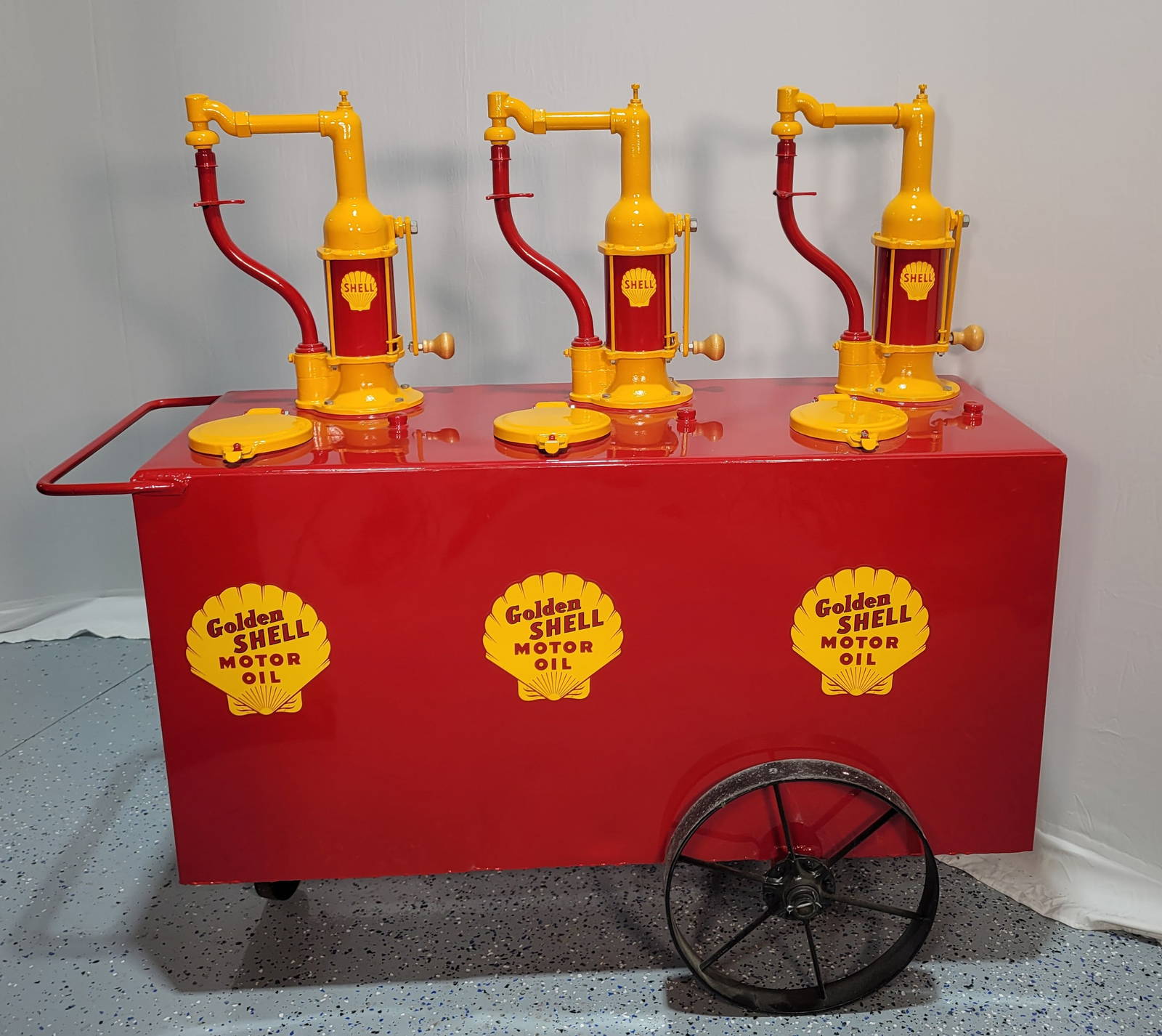 Restored Shell Triple Head Lubester Cart Auction