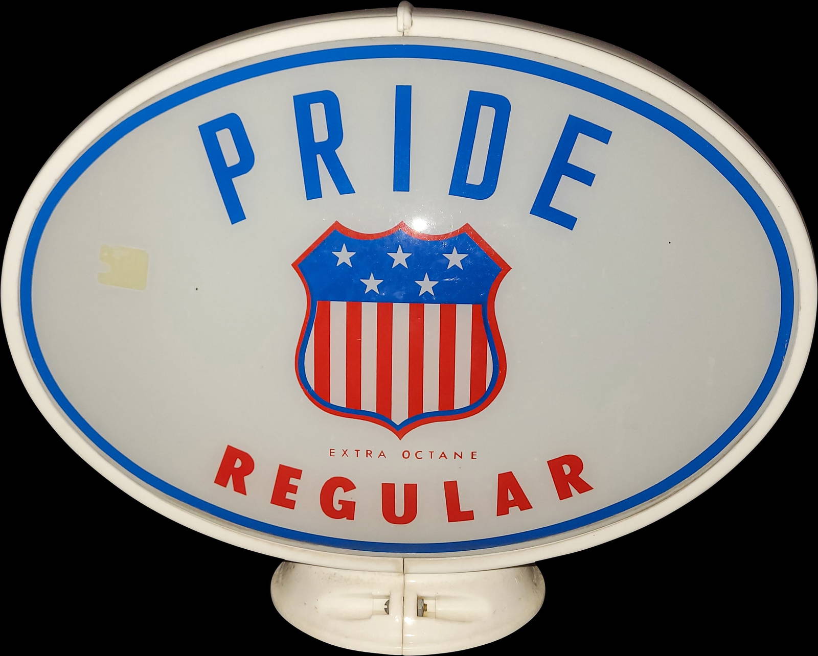 Pride Regular Gasoline Complete Oval Gas Pump Globe W/ Shield Logo Auction