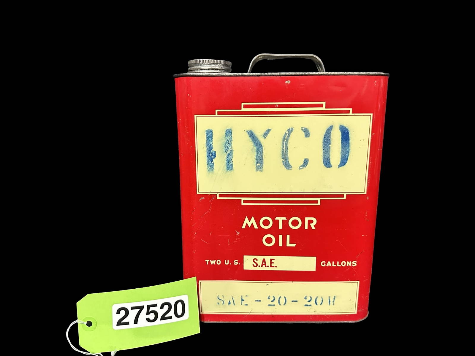 Extremely Rare Hyco Motor Oil Can 2 Gallon Auction