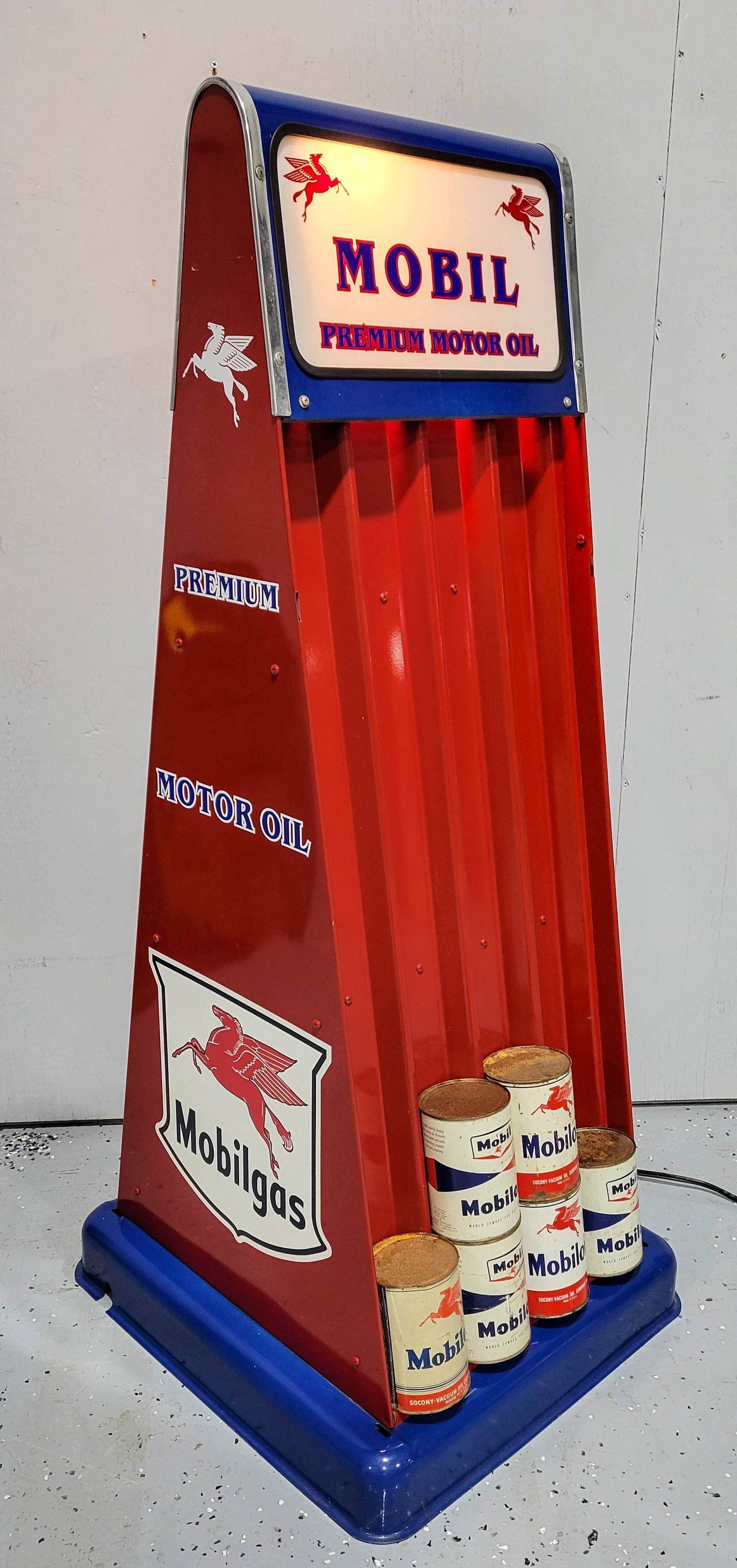 Restored Mobil Bennett Oil Can Light Up Cabinet Auction