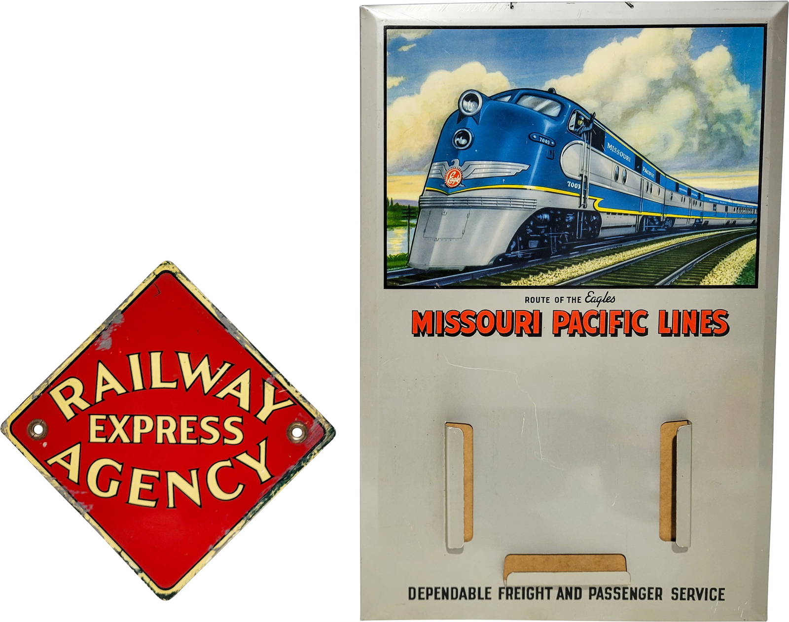 Railway Express Agency Sign And Missouri Pacific Lines Calendar Holder ...