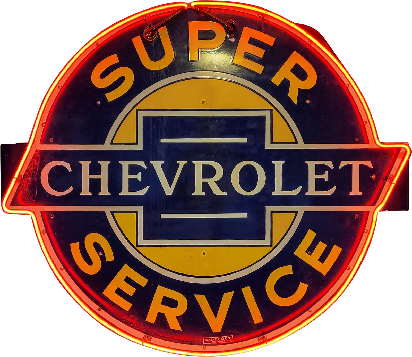 Iconic Chevrolet Super Service 42" Dsp Factory Neon Logo Sign Auction