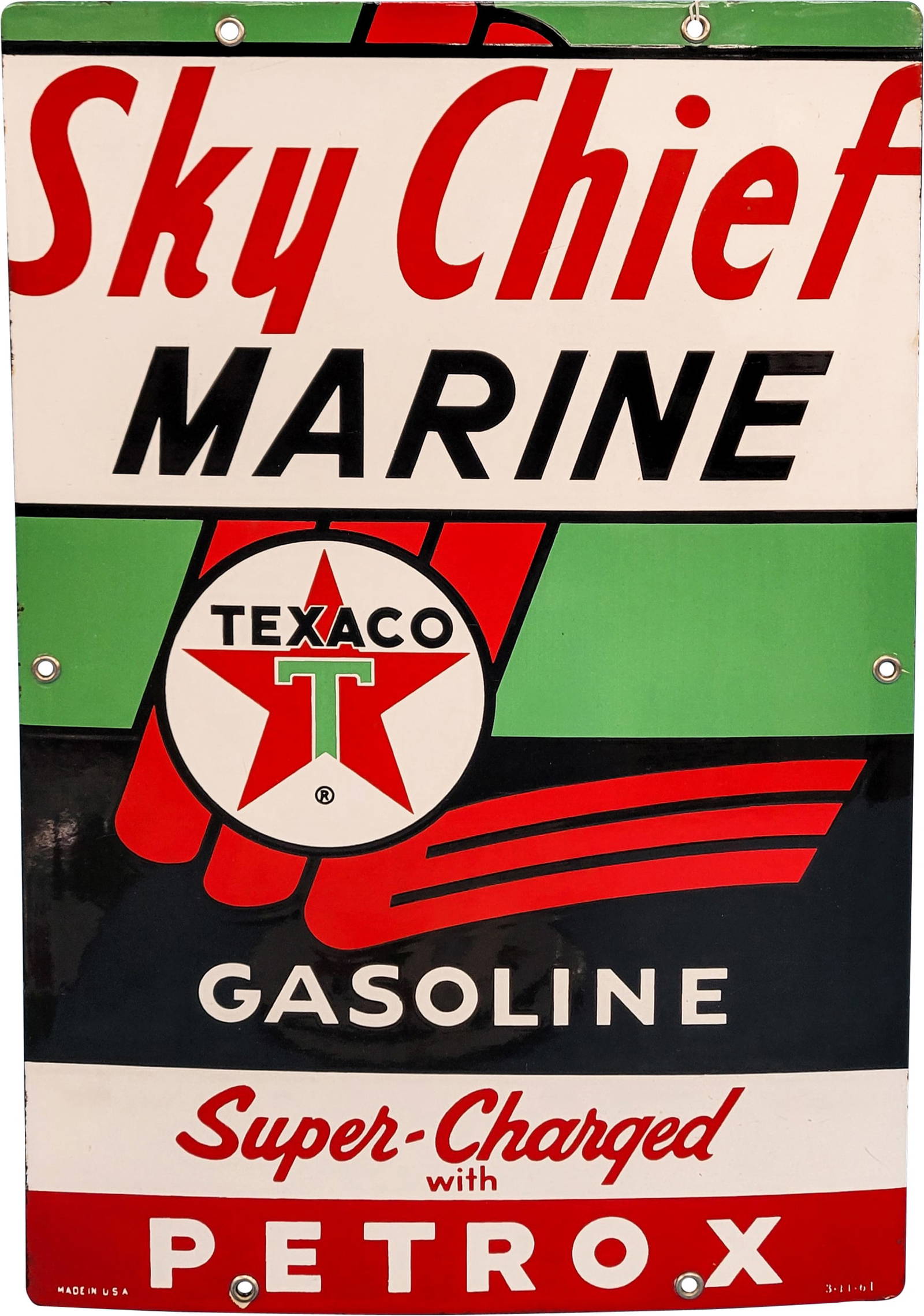 1961 Texaco Sky Chief Marine Ssp Pump Plate Sign "large" Auction