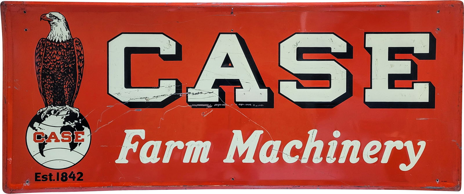 Case Farm Machinery 6' Emb. Sst Sign W/ Old Abe Auction