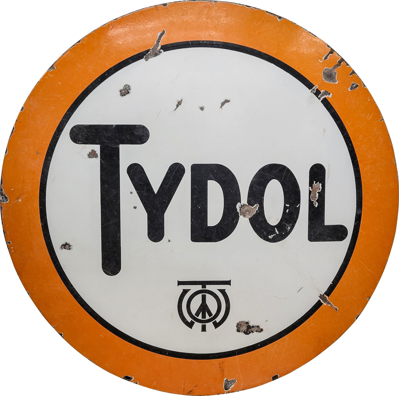 Tydol Gasoline 42" Double Sided Porcelain Sign W/ Logo Auction