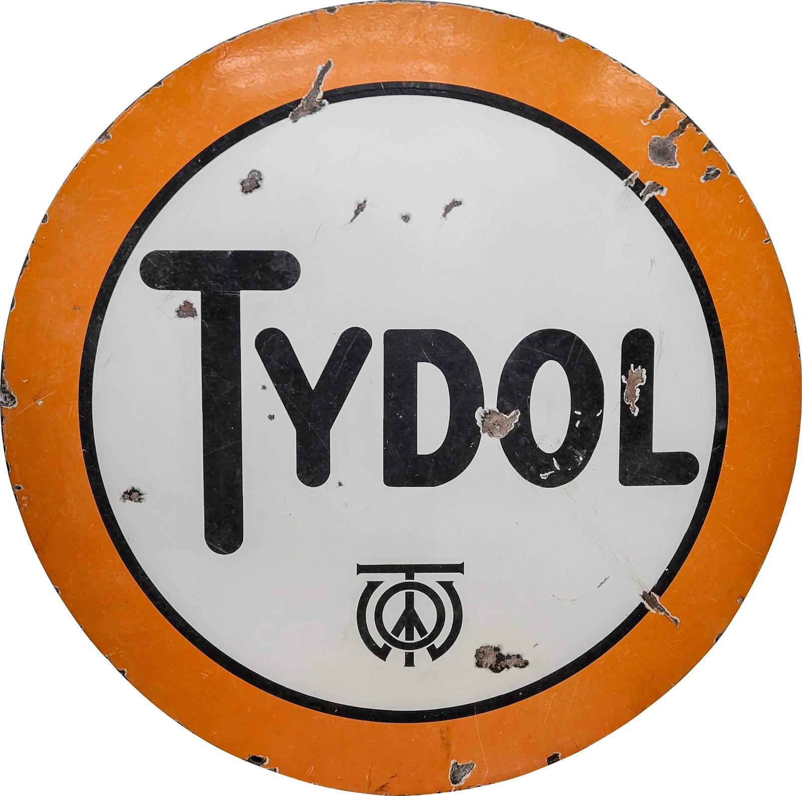 Tydol Gasoline 42" Double Sided Porcelain Sign W/ Logo Auction