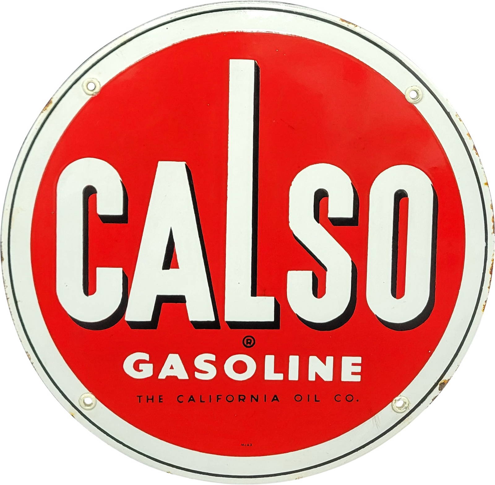 Calso Gasoline "the California Company" Single Sided Porcelain Pump ...