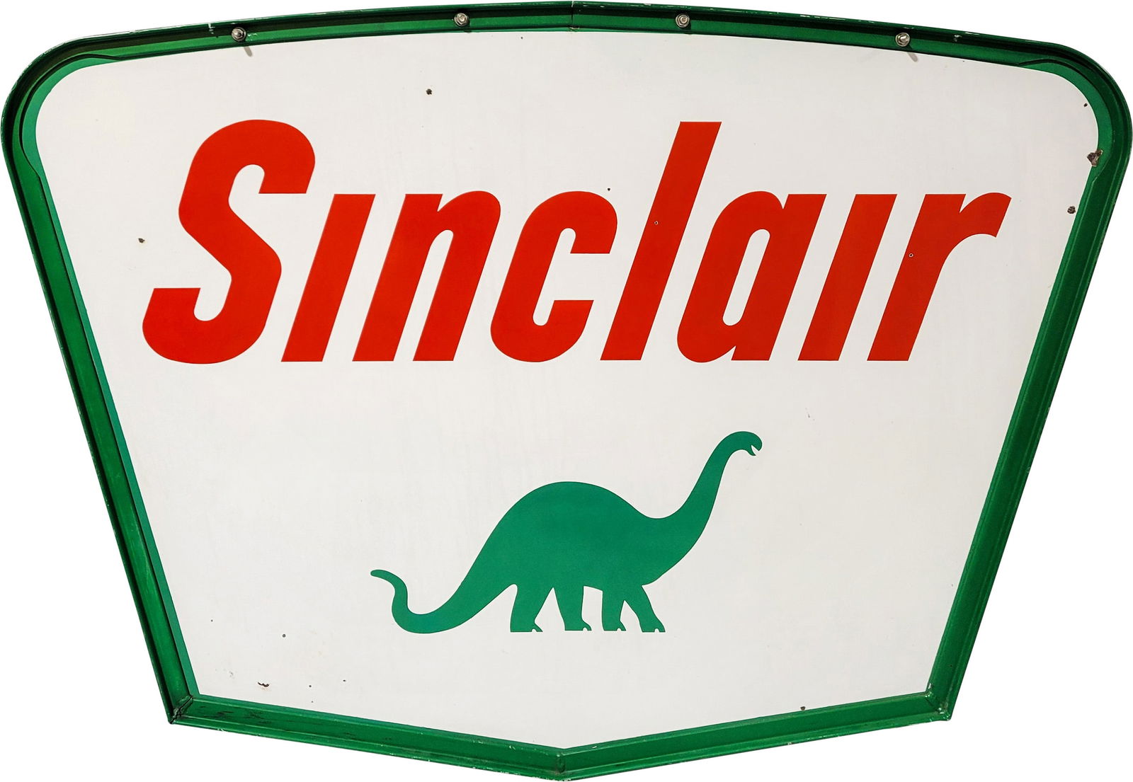Sinclair Gasoline 5' Double Sided Porcelain Id Sign W/ Frame & Dino Auction