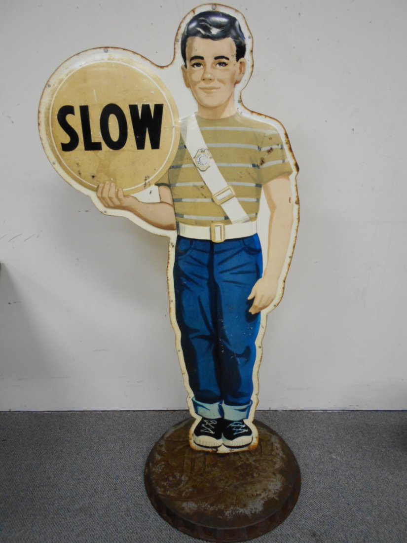 Rare Original 1950's Pepsi Cola Crossing Guard & Base