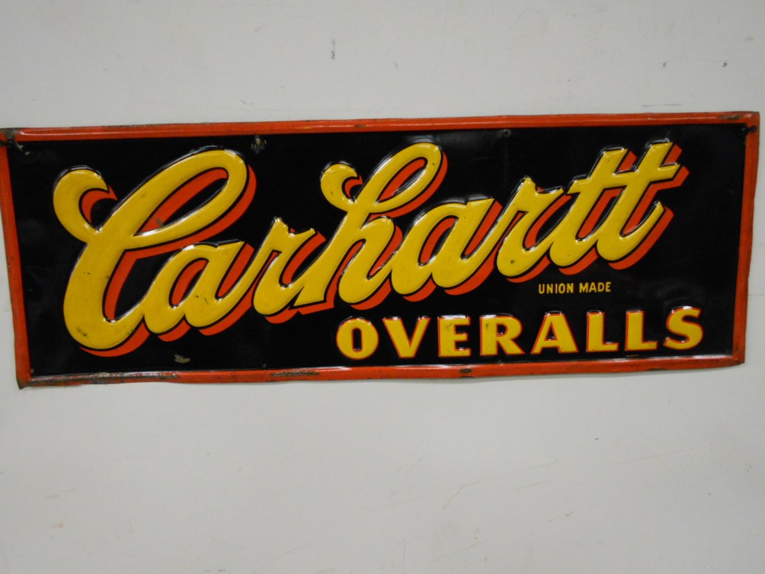 Vintage Embossed Carhartt Overalls Signs