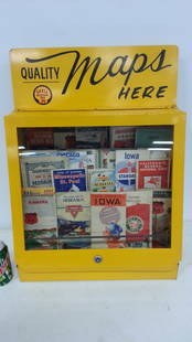 Vintage Gulf Service Station Metal Road Map Rack