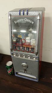 Vintage 1 Cent Silver Queen Vending Machine