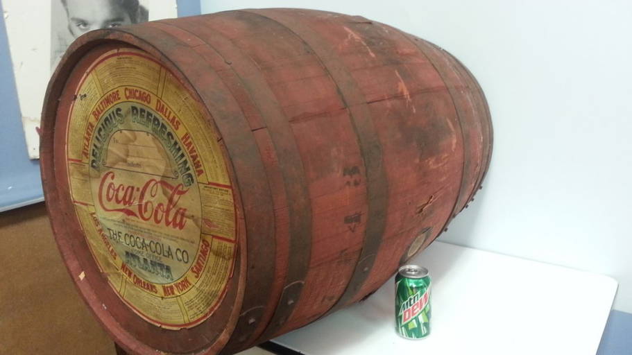 Large Round Coca Cola Syrup Barrel With Original Label