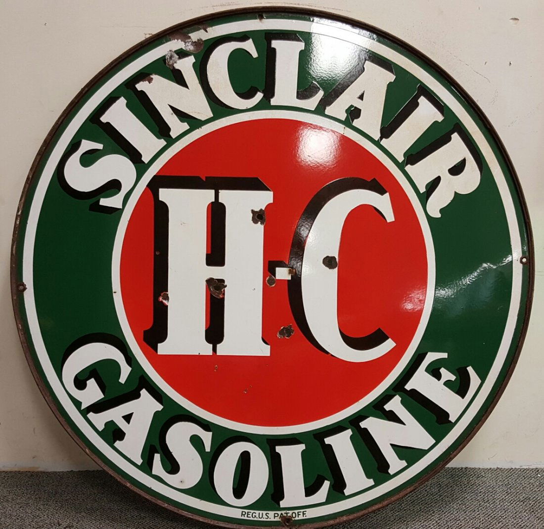 48" Porcelain 2 sided Sinclair Service Station Sign