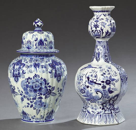 Two Pieces Of Dutch Delftware, 20th C., One A Vase Of