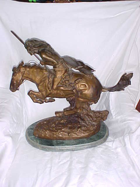 19: Reproduction Remington bronze "Indian on horse"