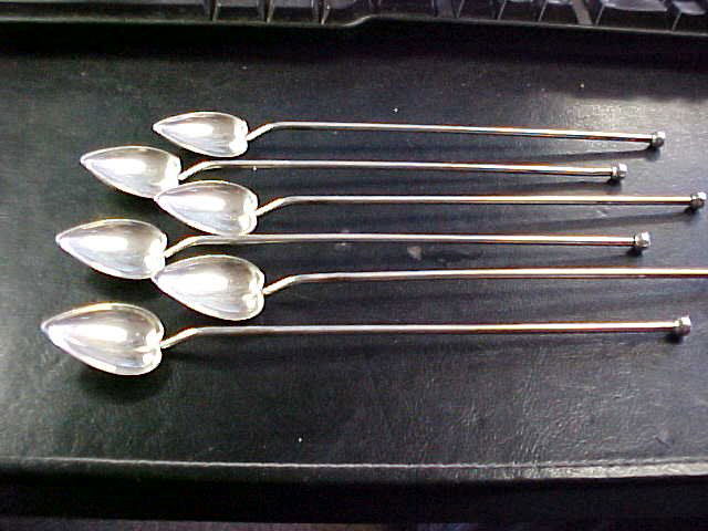 628: 6 Sterling Silver Heart shaped spoons w/straw stem - Jul 07, 2012 ...