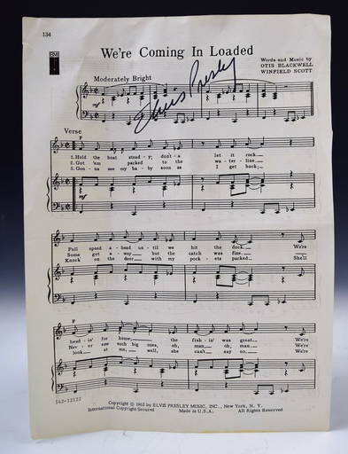 Elvis Presley Autograph Song Sheet