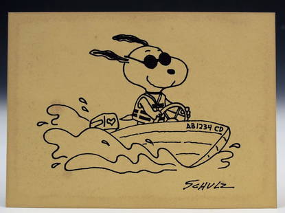 Charles Schulz Original Drawing Of Snoopy, Custom