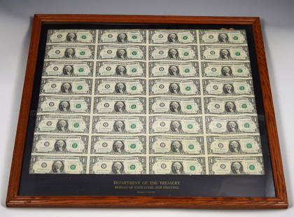 Uncut Sheet 1981 Us $1 Dollar Bills