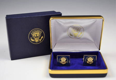 Pr Gold Plated Reagan Presidential Seal Cufflinks