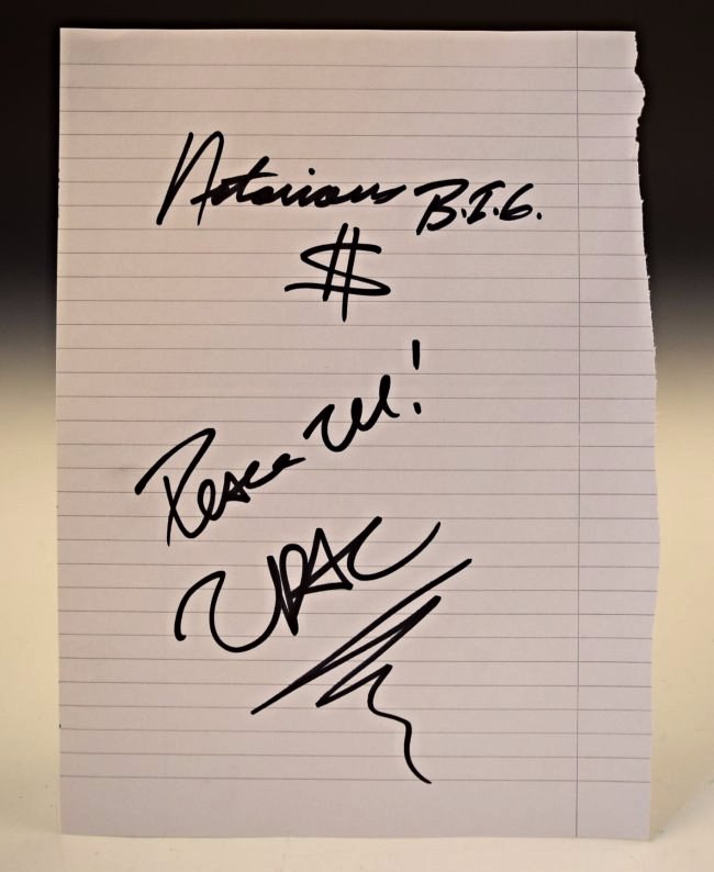 Tupac Shakur, Notorious Big Autographs - Apr 07, 2016 | Christiana ...
