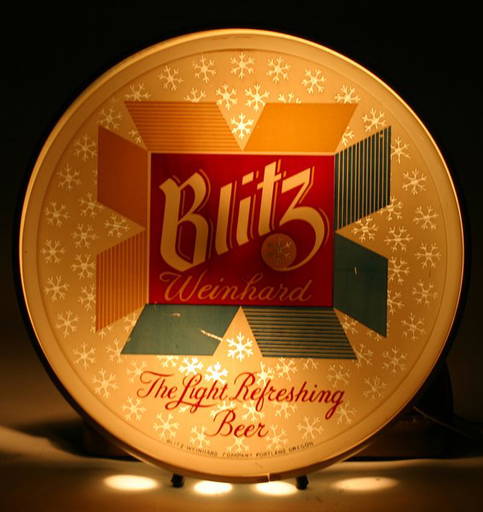 "blitz Beer" Lighted Spinner Sign