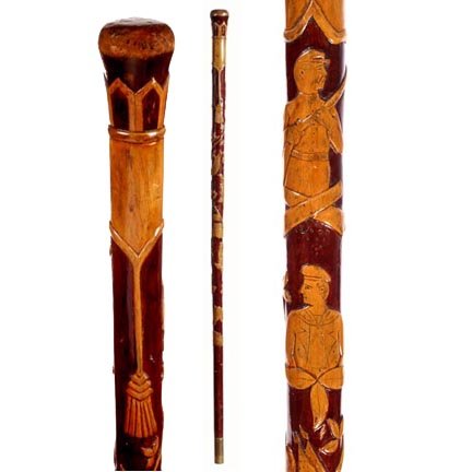 22: Civil War Soldier-Sailor Carved Cane-C. 1870-1900-A