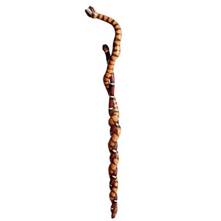 45: Folk Art Painted Snake Cane-C. 20th Century-The sna