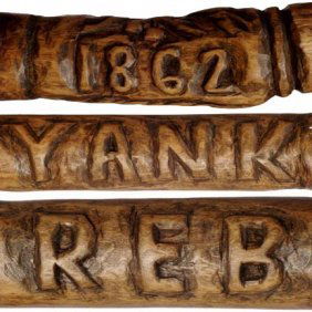 111: Carved Civil War Cane-Rebel-C. 1893-A very rare "B