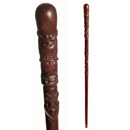 146: Frank Feathers (Attrib) Carved Cane- It has a date