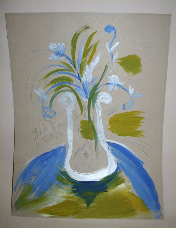 1020: Outsider Art- Jerry Coker- "Flowers" Paint and pe