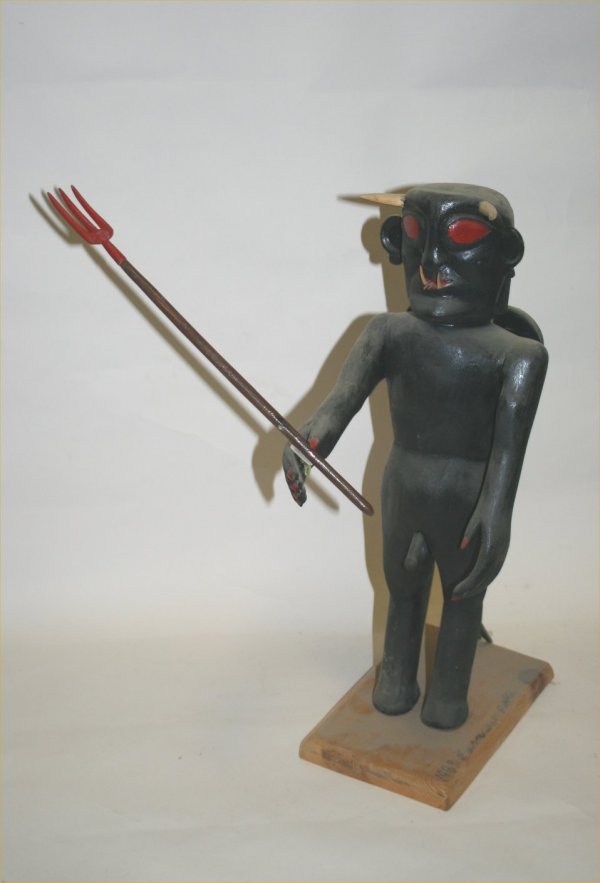 1073: Outsider Art- Earnest Patton- "Devil". Paint on c