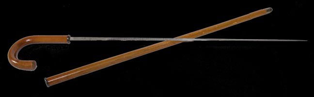 68. Toledo Sword Cane-Late 19th Century-A malacca crook