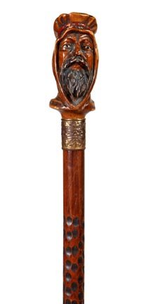 18. Carved Arab Cane Ca. 1890 A Nicely Carved Arab With