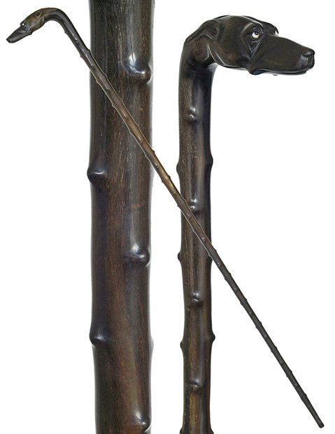 75. One Piece Horn Cane-Ca. 1880-With an L-shaped handl