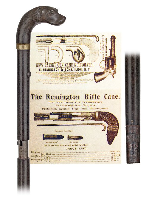 91. Remington Gun Cane-Late 19th Century-A gutta percha