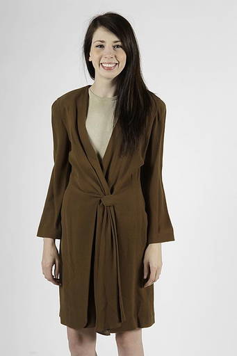Donna Karan Brown Wool Skirt With Long Tunic