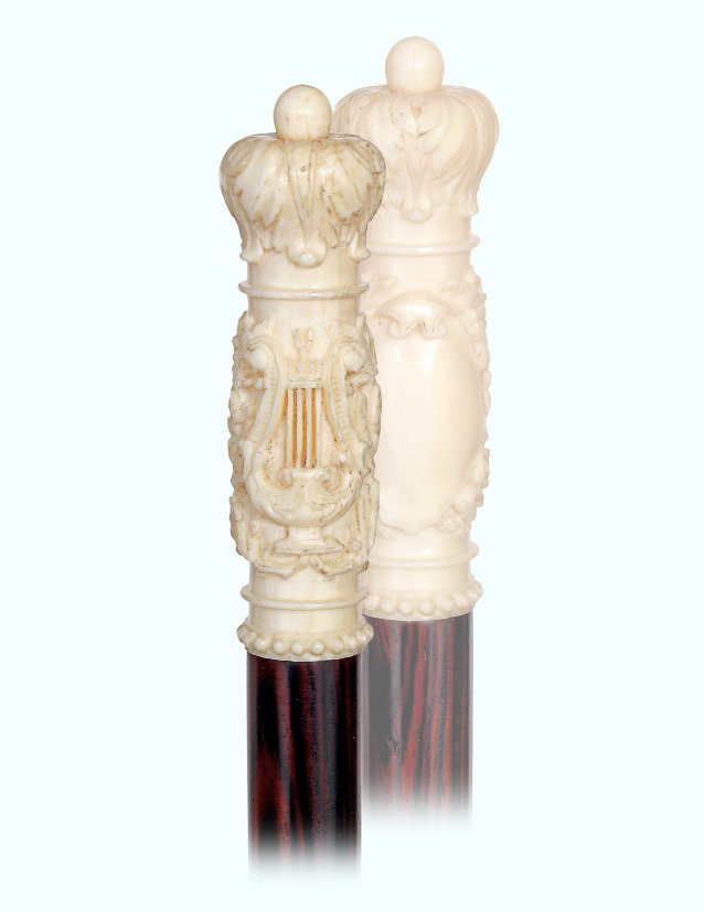 156. Ivory Dress Dual Purpose Cane Circa 1870 Ivory